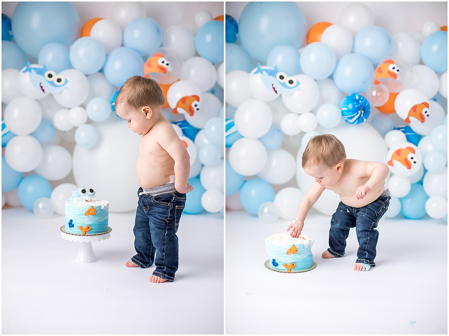 Baby Shark Cake Smash | Heather Elizabeth Studios